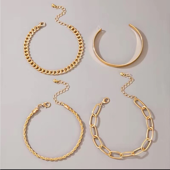 Jewelry | 4 Pcs Bracelet Set Stackable Hand Chain Jewelry | Poshmark
